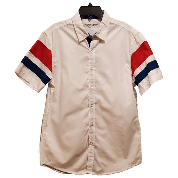 Paper Denim | Shirts | Nwt Mens Paper Denim White Stripe Short Sleeve ...